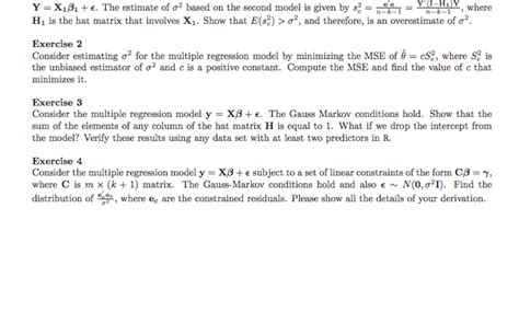 Solved Exercise 3 Consider The Multiple Regression Model Y