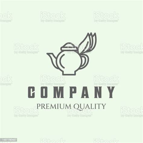 전통적인 녹차 라인 아트 디자인 로고 미니멀리스트 벡터 일러스트 레이 션 아이콘 로고에 대한 스톡 벡터 아트 및 기타 이미지