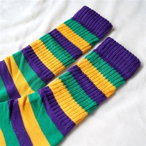 Mardi Gras Purple Gold And Green Striped Slouchy Socks Mardi Gras Apparel