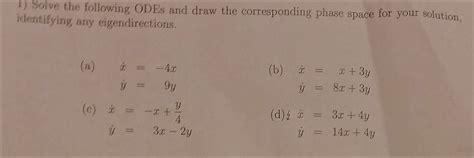 Solved Solve The Following ODEs And Draw The Chegg