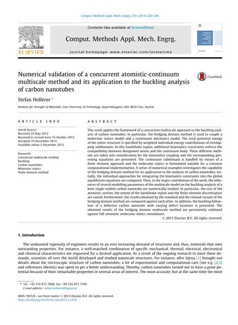 Pdf Numerical Validation Of A Concurrent Atomistic Continuum