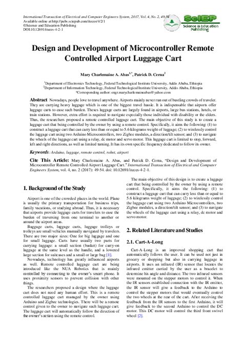 Pdf Design And Development Of Microcontroller Remote Controlled Airport Luggage Cart