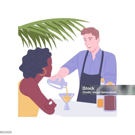 바텐더 고립 된 만화 벡터 일러스트레이션과 채팅 가공의 인물에 대한 스톡 벡터 아트 및 기타 이미지 가공의 인물 개념 경외감 Istock