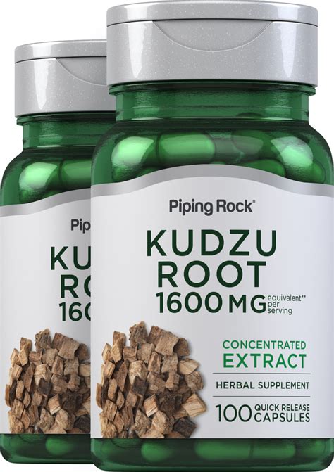 Kudzu Root 1600 Mg Per Serving 100 Quick Release Capsules 2 Bottles Pipingrock Health