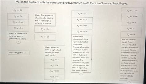 Solved Match The Problem With The Corresponding Hypotheses