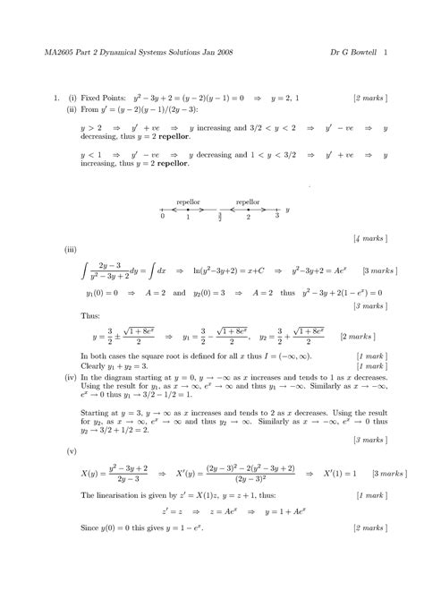 Exam 2008 Answers MA2605 Part 2 Dynamical Systems Solutions Jan 2008