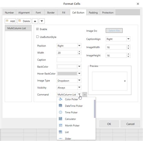 Defining Cell Drop Downs