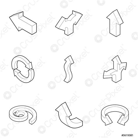 cursor icons set outline style stock vector 3619381 crushpixel