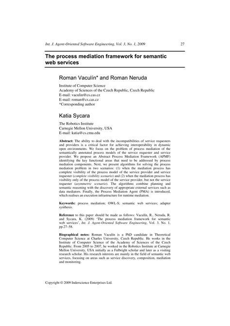 Pdf The Process Mediation Framework For Semantic Web Services