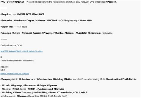 sandeep singh sasan on linkedin note request position contracts
