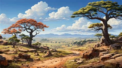 Premium Photo Hyperrealistic Fantasy Savannah Landscape