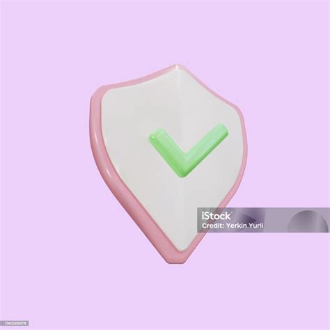 3d 보호 막드 아이콘 라일락 배경의 쉴드 기호의 체크마크 안전 개념 벡터 그림입니다 0명에 대한 스톡 벡터 아트 및 기타 이미지 Istock