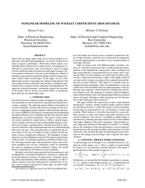 pdf nonlinear modeling of wavelet coefficients around edges hasan