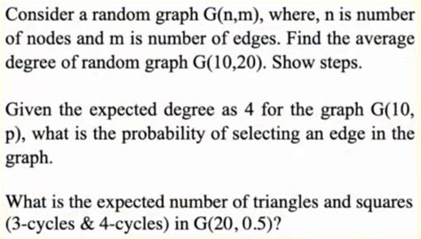 solved consider a random graph g n m where n is number of