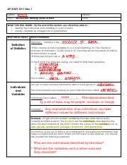 AP STATS CH 1 Notes KEY Pdf AP STATS CH 1 Day 1 Name Period Topic Introduction Making
