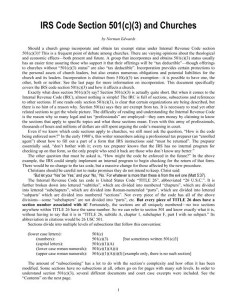 Irs Code Section 501c3 And Churches Servants News