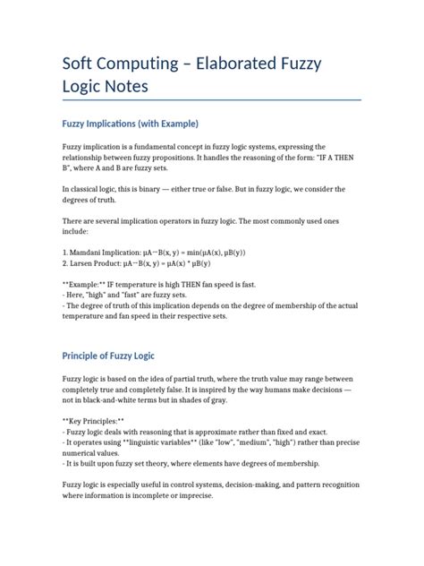 Fuzzylogicelaboratednotes Pdf Fuzzy Logic Logic