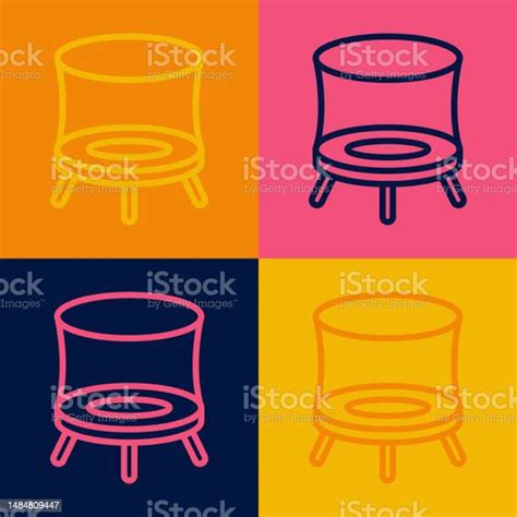 팝 아트 라인 점프 트램폴린 아이콘 색상 배경에 격리 벡터 건강한 생활방식에 대한 스톡 벡터 아트 및 기타 이미지 건강한