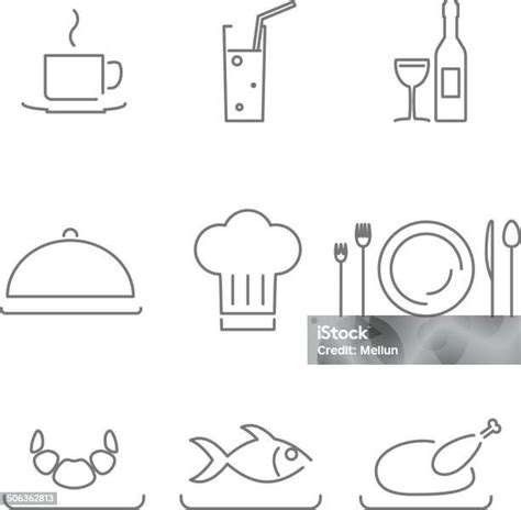 현대적이다 꺾은선형 셰프리 레스토랑 음식은 요리를 아이콘 및 기호들 설정 아이콘에 대한 스톡 벡터 아트 및 기타 이미지 아이콘 감기바이러스 감기와 독감 Istock