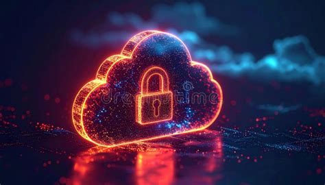 Digital Cloud With Lock Symbol Representing Data Security Stock Illustration Illustration Of