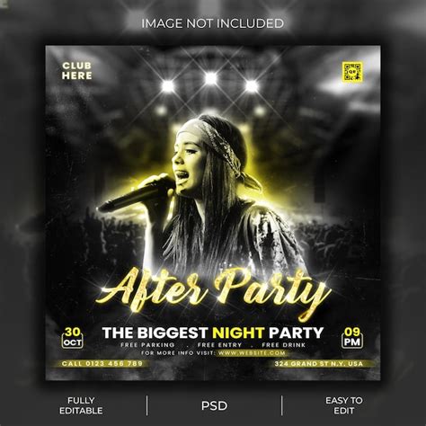 Premium Psd After Party Night Club Dj Party Flyer Social Media Post
