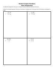 Divide Complex Numbers Main Assignment Pdf Divide Complex Numbers Main Assignment Complete