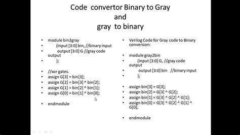 Code Convertor Binary To Graygray To Binary Test Bench Verilog