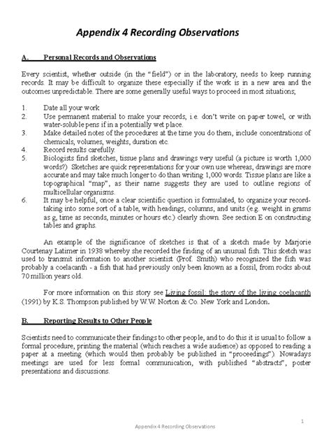 Appendix 4 Recording Observations Appendix 4 Recording Observations A Personal Records And