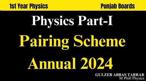 1st Year Physics Paper Pairing Scheme 2024 Physics 11 Pairing Scheme Punjab Boards Youtube