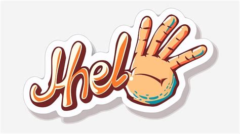 Hello Hand Sticker Vector Illustration Vect Dessiné à La Main Vecteur Premium Généré à Base Dia