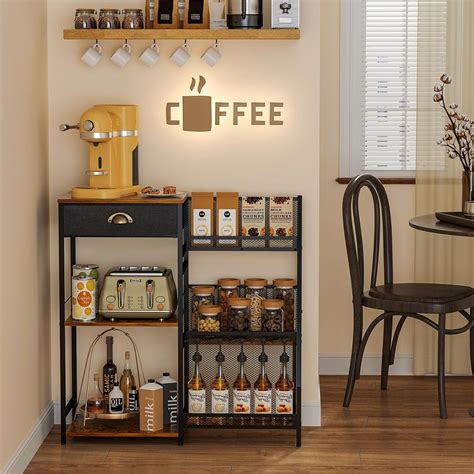 Coffee Bar Cabinet Coffee Stand Station With Drawer For Coffee
