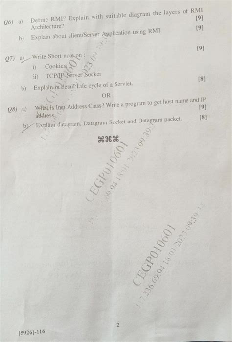 Te Entc Advance Java Previous Year Question Paper