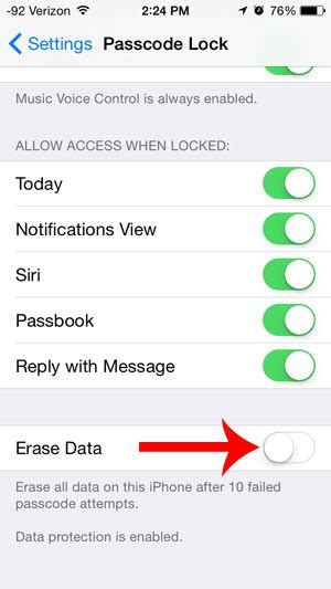 disable the erase data option after 10 failed attempts solve your tech