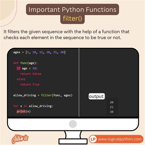 Python Filter Function Logicalpython Pythonquiz Pythonlearning