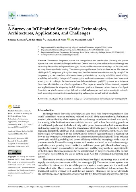 Pdf A Survey On Iot Enabled Smart Grids Technologies Architectures Applications And Challenges