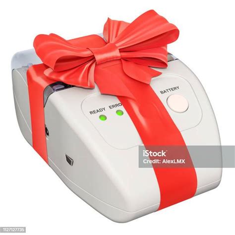 활과 리본 선물 개념 Pos에 대 한 영수증 프린터 흰색 배경에 고립 된 3 차원 렌더링 3차원 형태에 대한 스톡 사진 및 기타 이미지 Istock
