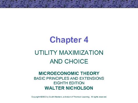 Chapter 4 Utility Maximization And Choice Microeconomic Theory