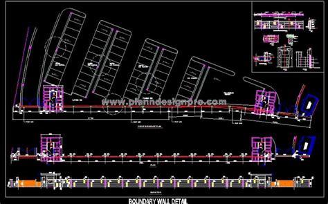 Boundary Wall Design With Elevation And Section Free Dwg