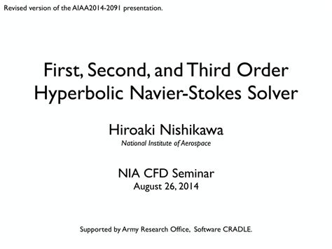 Pdf First Second And Third Order Hyperbolic Navier Stokes Solver Nia Cfd Seminar
