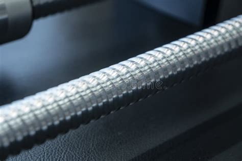 Closeup The Lead Spare Parts Of The Cnc Machine In The Light Blue Scene