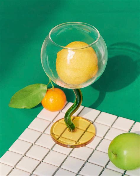 Handblown Bubble Wine Glass Retro Whimsical Eclectic Wavy Stemmed Go