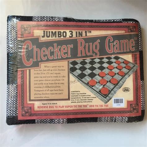 toys nwt cracker barrel jumbo 3 in 1 checker rug game reversible tic