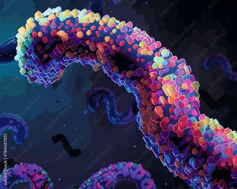 Capture The Essence Of A Low Angle Perspective Of Clostridium Using Pixel Art Technique