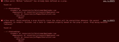 warnings in console · issue 73 · ankurk91 vue loading overlay · github