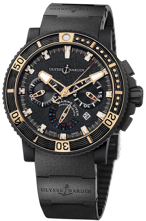 353 90 3c Ulysse Nardin Maxi Marine Diver Black Sea Chronograph Mens Watch
