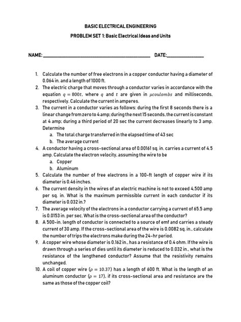 Basic Electrical Engineering Problem Set Pdf Pdf