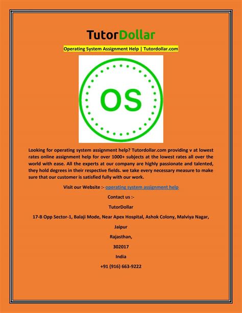 Operating System Assignment Help By Tutordollar Issuu