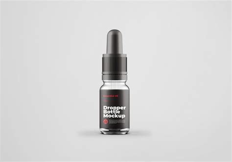 Premium Psd Clear Glass Dropper Bottle Mockup Design