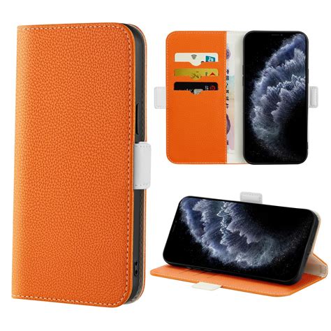 Candy Color Litchi Texture Leather Phone Case For Iphone 11 Pro Orange