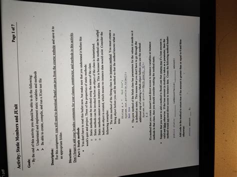 Solved 7pdf Page 1 Of 7 Activity Static Members And Junit
